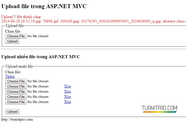 Multiple file upload in ASP.NET MVC - Tuấn